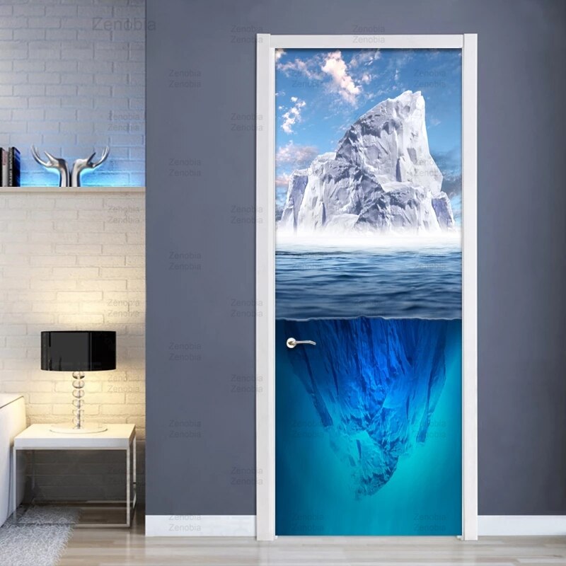 Modern Blue Iceberg Door Sticker 3D Wallpaper Livi... – Vicedeal