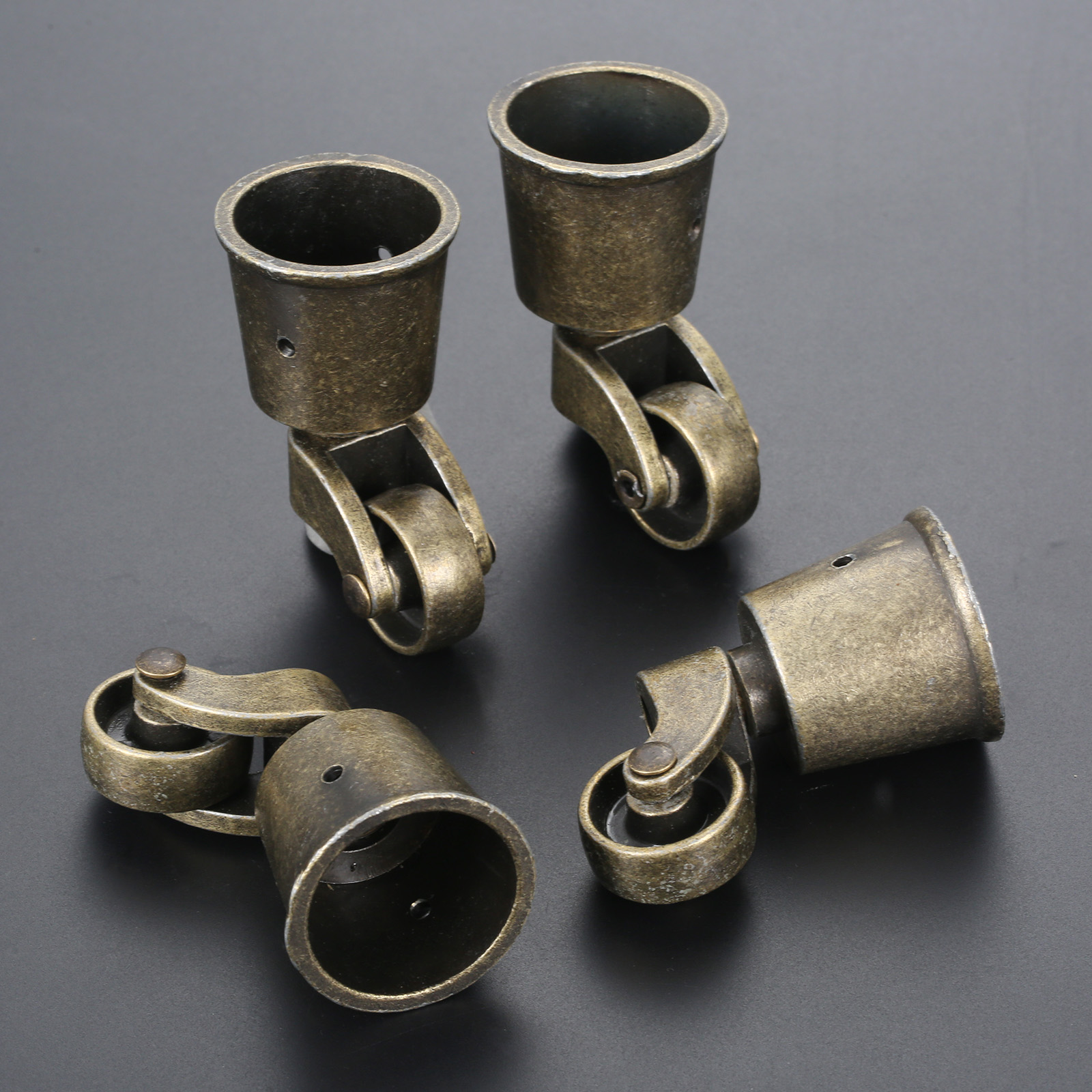 4Pcs Metal Vintage Bronze Swivel Round Cup Caster ... – Grandado