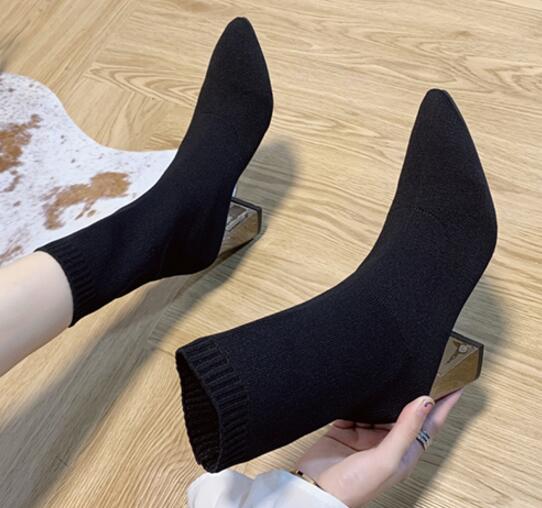 knitting stretch fabric sock booties women autumn ... – Vicedeal