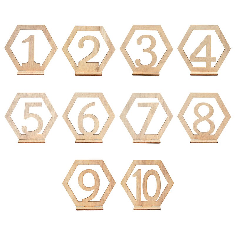 10Pcs 1-20 Nummers Houten Borden Wedding Hexagon V... – Grandado