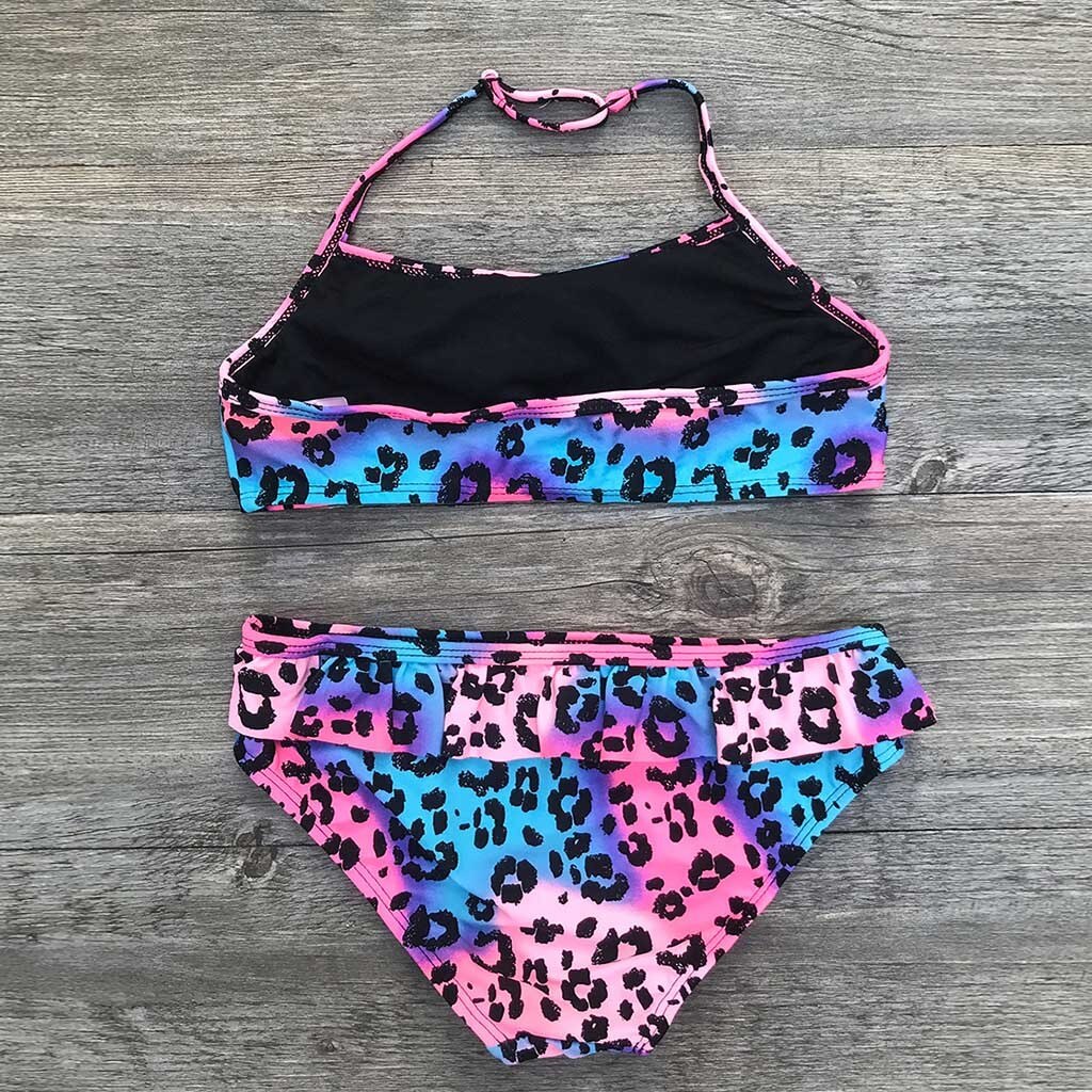 Colourful Children Baby Girl Leopard Ruched Bikini... – Grandado