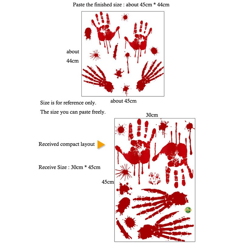 Halloween blood handprint Wall Sticker festival Ho... – Grandado