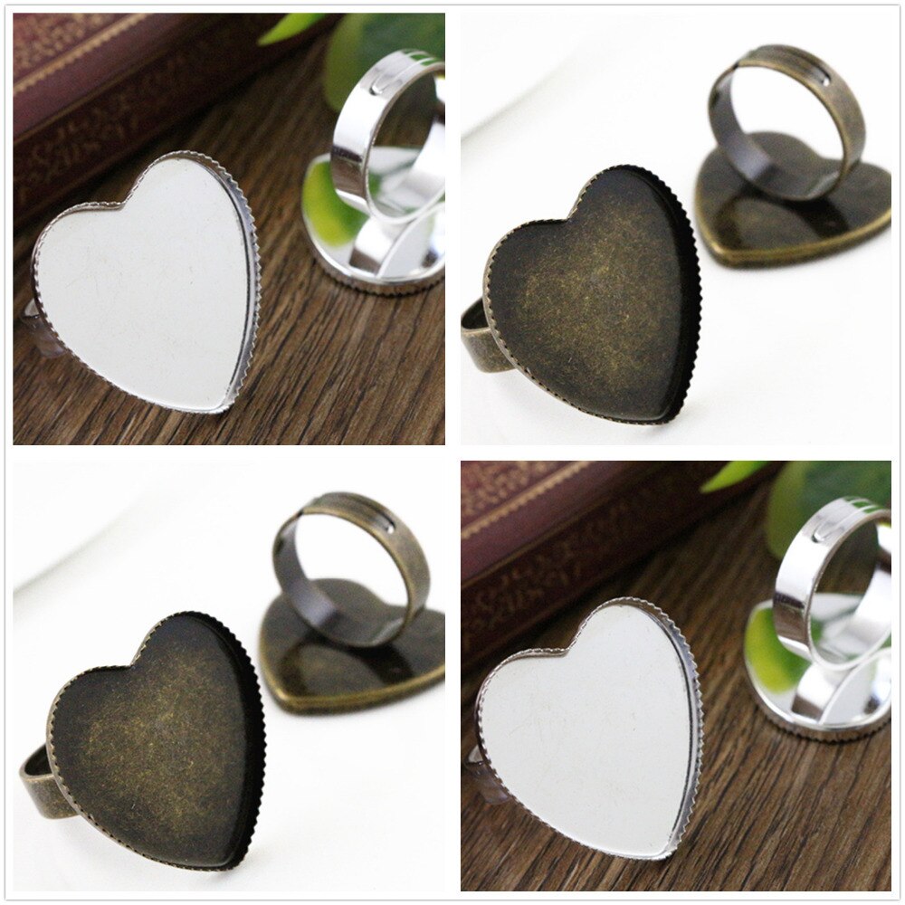 25mm 5 stk bronze / sølv forgyldt hjerte stil just... – Grandado