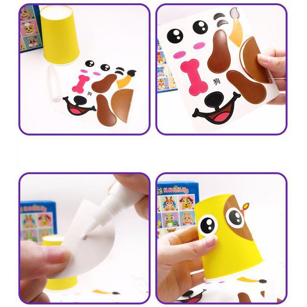 12pcs Children 3D DIY handmade paper cups sticker ... – Grandado