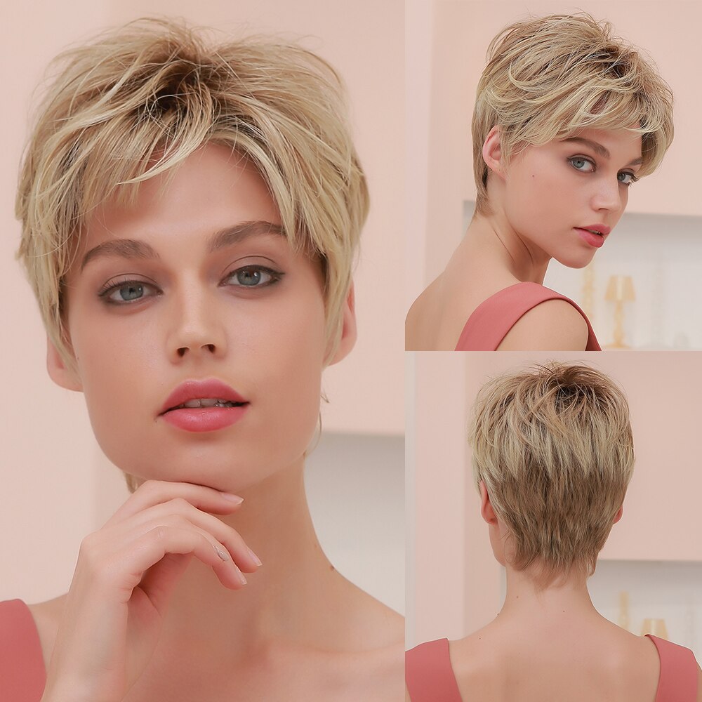 GEMMA Short Straight Pixie Cut Synthetic Lace Hair... – Grandado