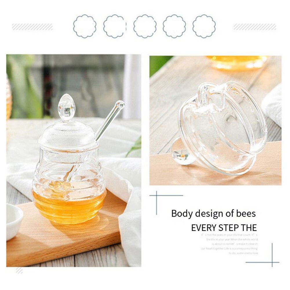 Honeycomb shape honey jar with spoon lid clear gla... – Vicedeal
