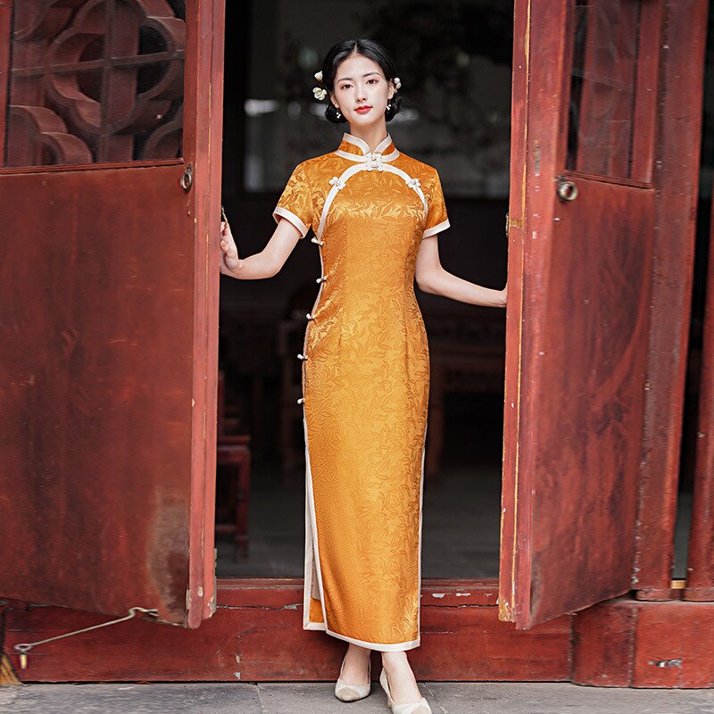 FZSLCYIYI Traditional Mandarin Collar Short Sleeve... – Vicedeal