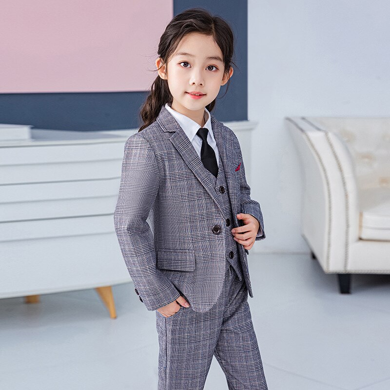 Girls Plaid Small Blazer Suit Wedding Wear Perform... – Grandado