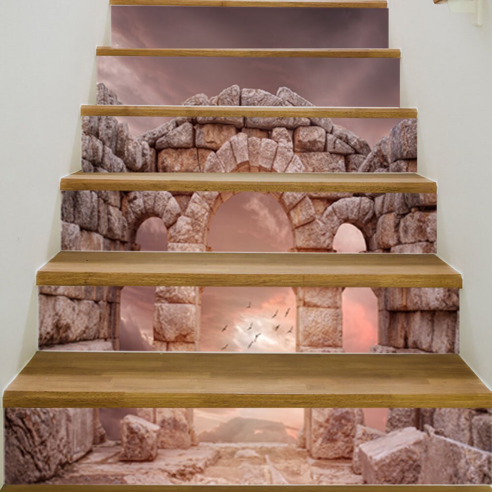 6pcs/13pcs Stone Pillar Retro Stair Stickers Vinyl... – Vicedeal