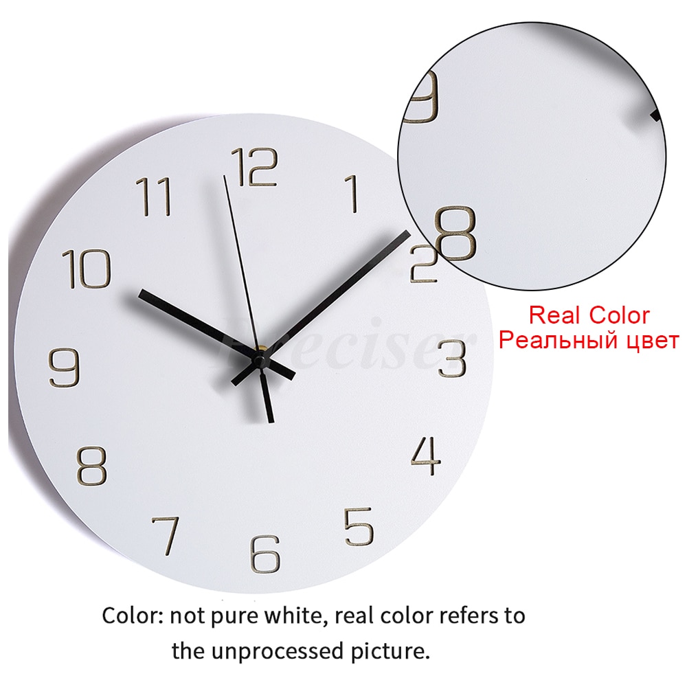 Wooden Wall Clock White Europe MDF Wood Watch Simp... – Grandado