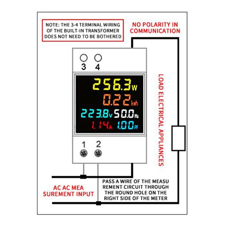 6IN1 Din Rail AC Monitor Voltage Current Power Fac... – Grandado