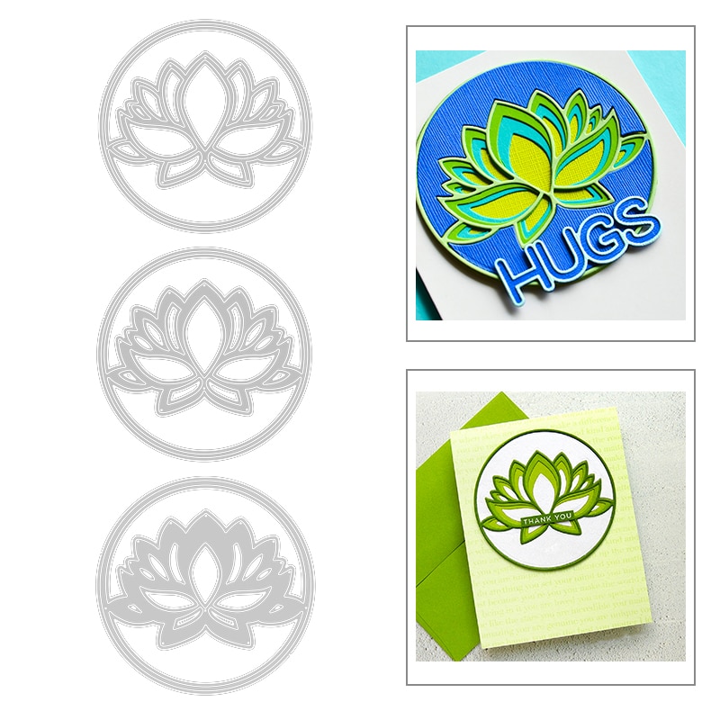 Round Frame Lotus Embossing Layering Metal Cutting... – Grandado