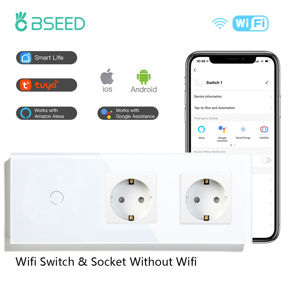 Bseed Wifi Muur Touch Schakelaars Dubbele Eu Stopc... – Grandado