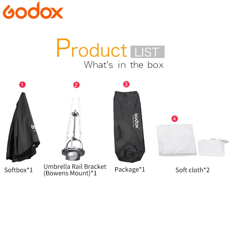 Godox 60 x 60cm paraply softbox softbox med bowens... – Vicedeal