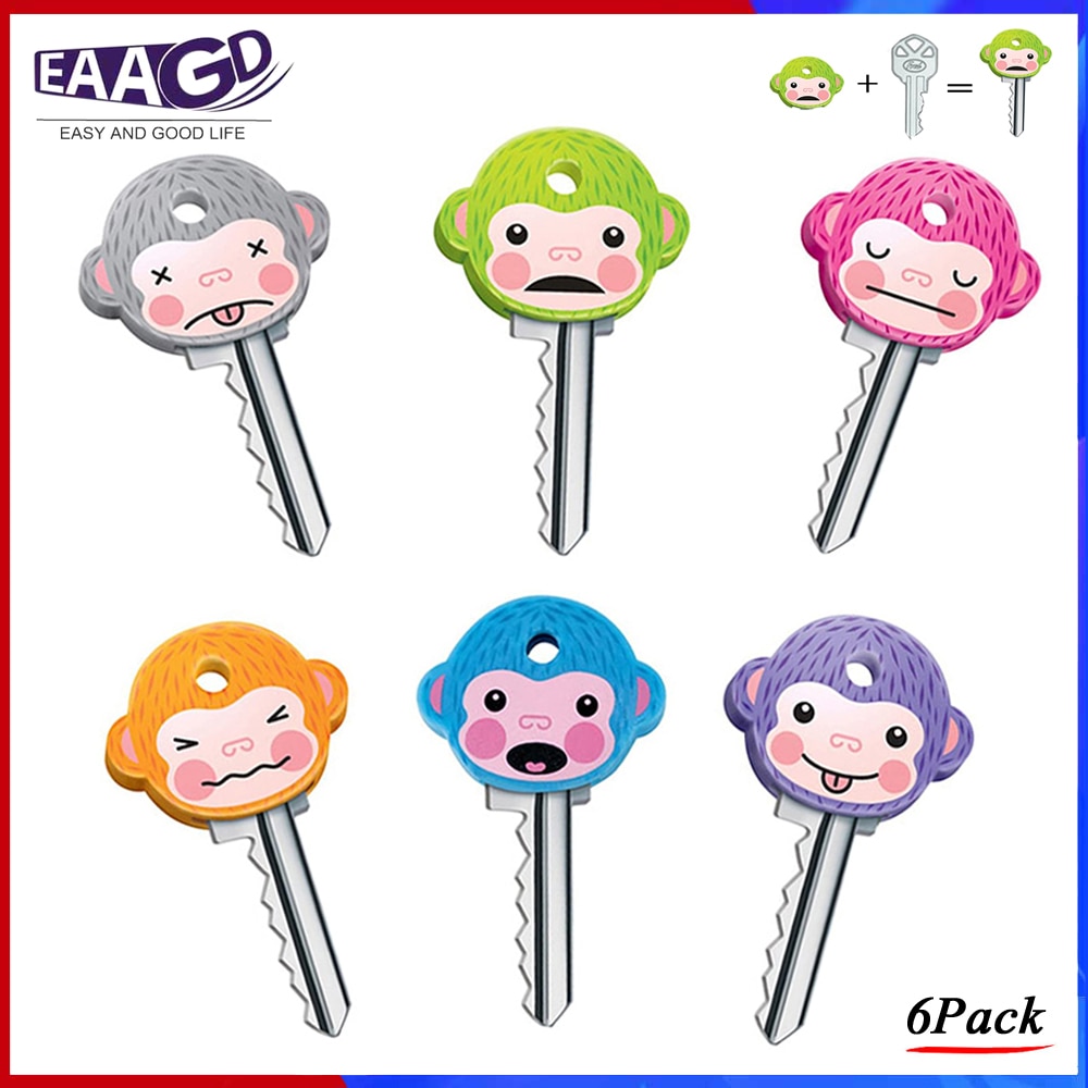 6 stk/sett tegneserie søte monkey key caps pvc sof... – Vicedeal