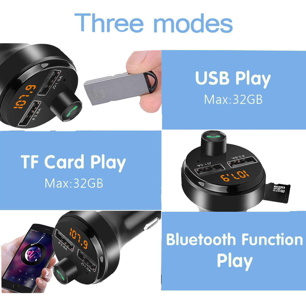 4.6A FM Transmitter Modulator Bluetooth Handsfree ... – Vicedeal