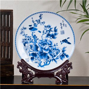 Jingdezhen Ceramic Blue and White Wealth Plate Por... – Grandado