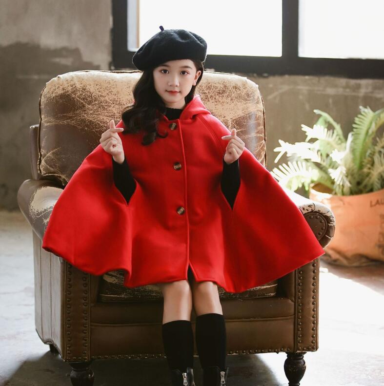 Girls Christmas Cloak Winter Teen Girls Red Single... – Grandado