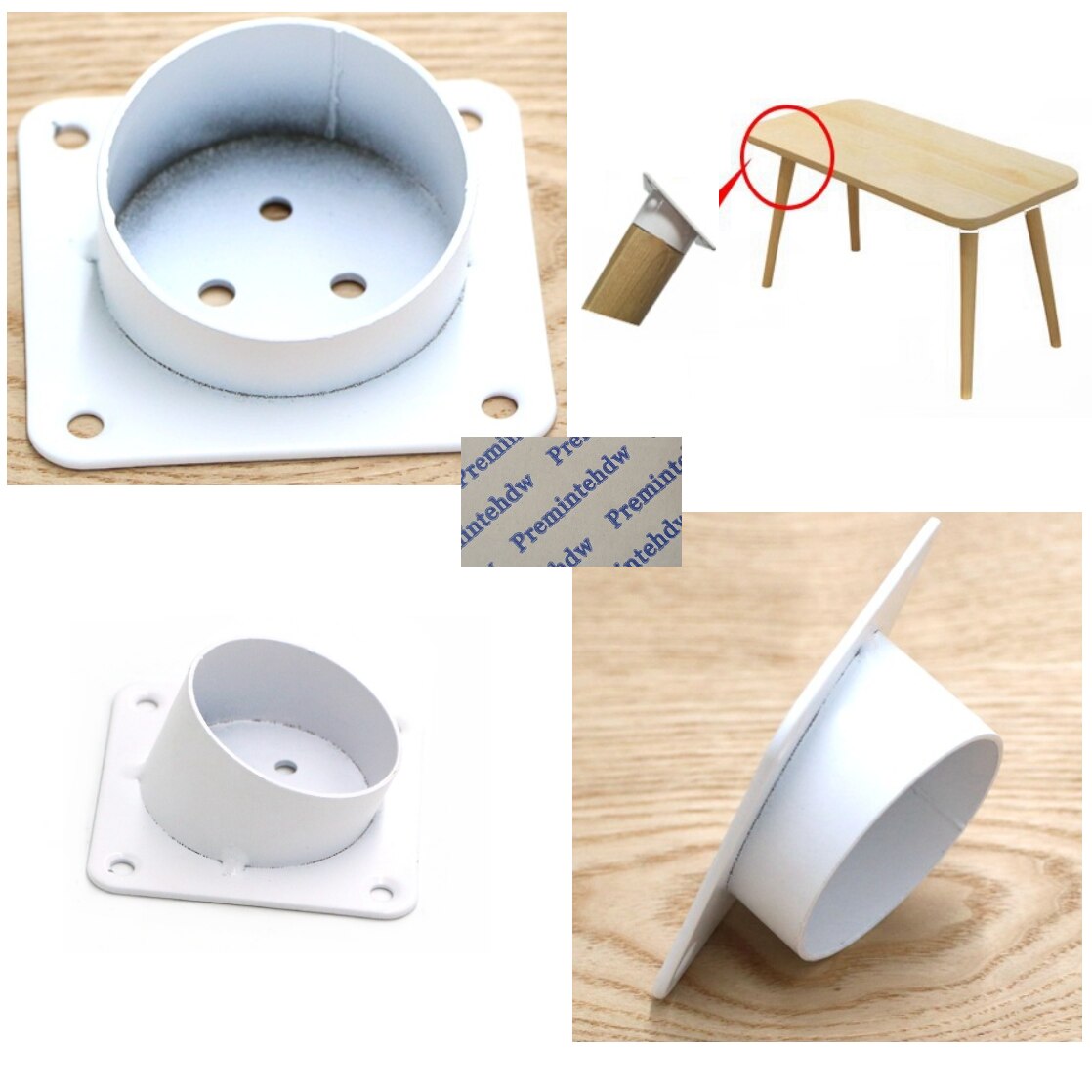 4 Stks/partij Wit Ijzeren Nordic Lean Tafel Ronde ... – Vicedeal