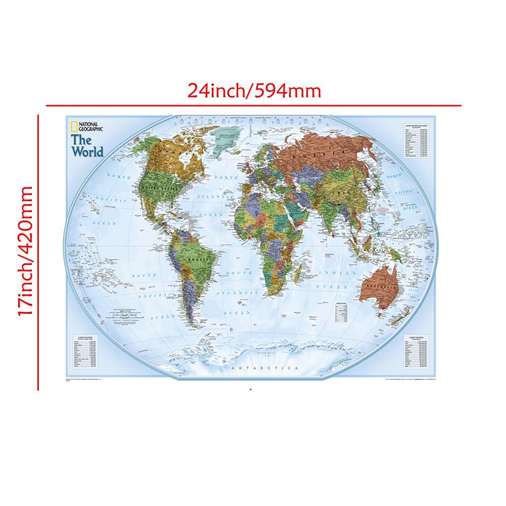 A2 Size The Wolrd Physical Map Edition HD Printed ... – Grandado
