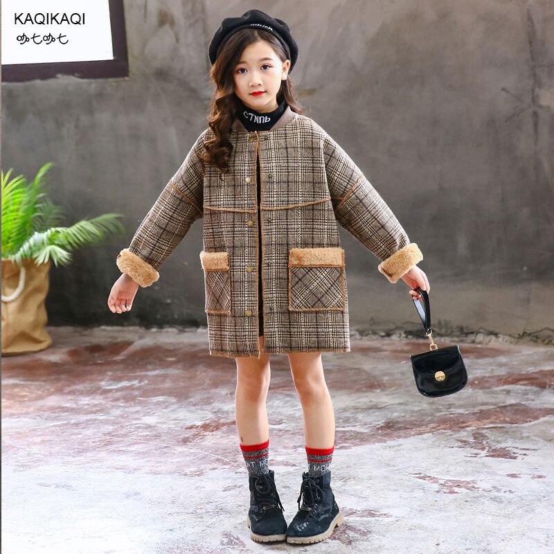 Winter Kids Long paid woolen Children Preppy Style... – Vicedeal