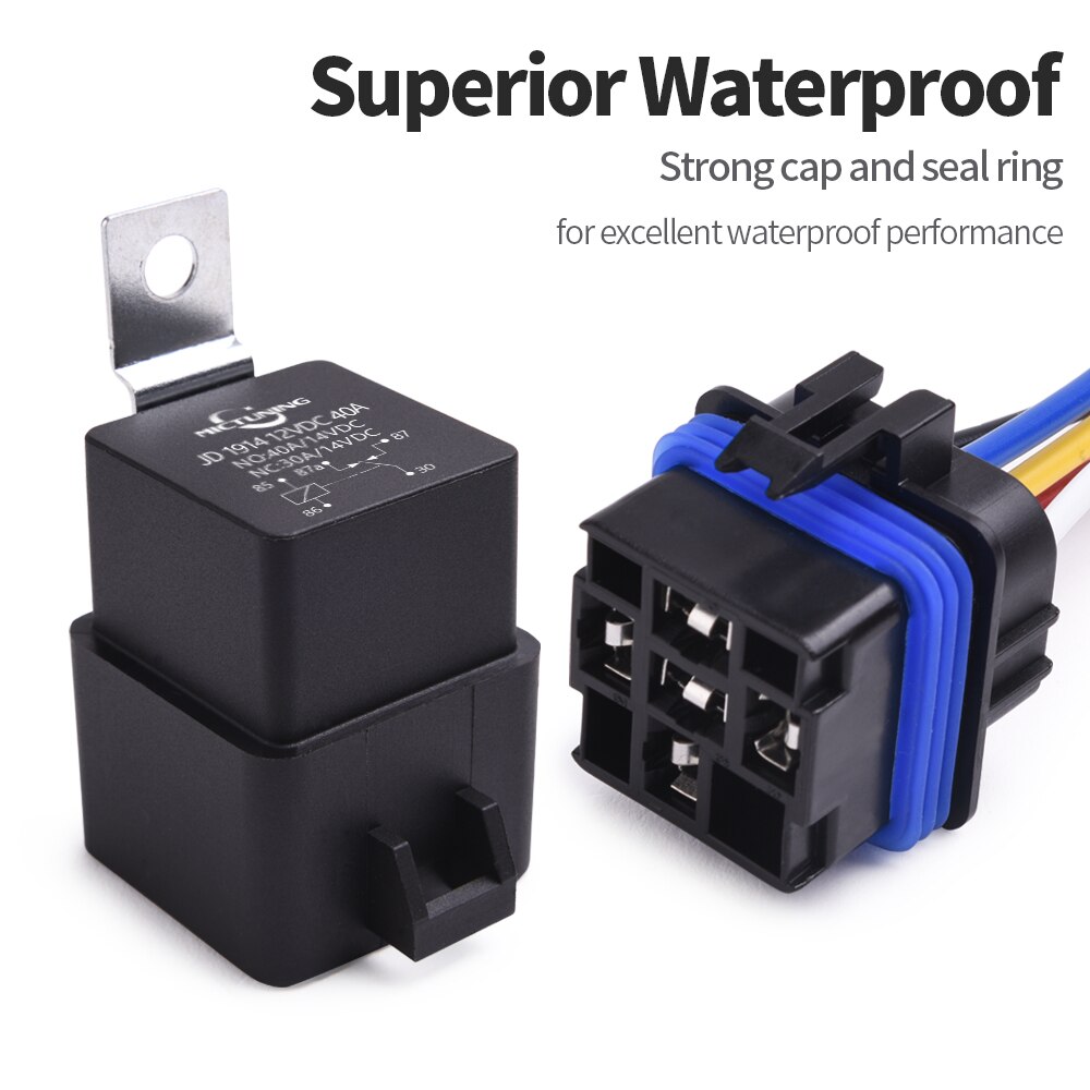MICTUNING 5pcs 40/30A Waterproof Relay Harness Set 12V 5-PIN SPDT ...