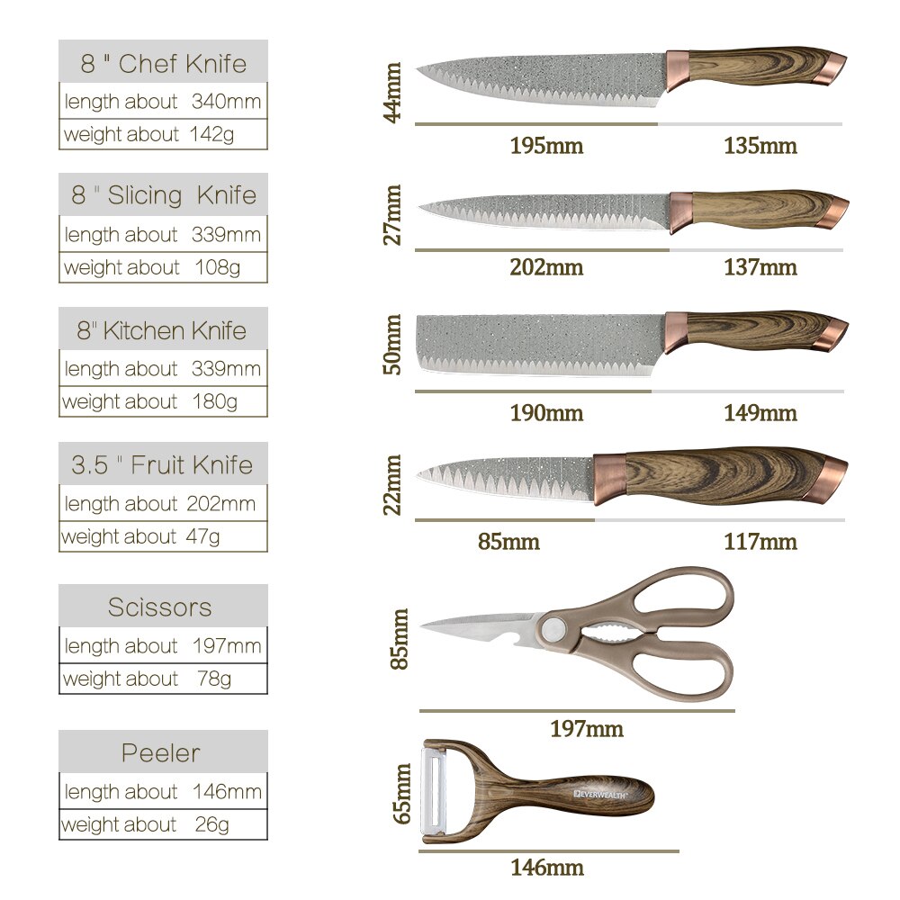 Ainzuo kökskniv set 6 st non-stick blad kock hacka... – Vicedeal