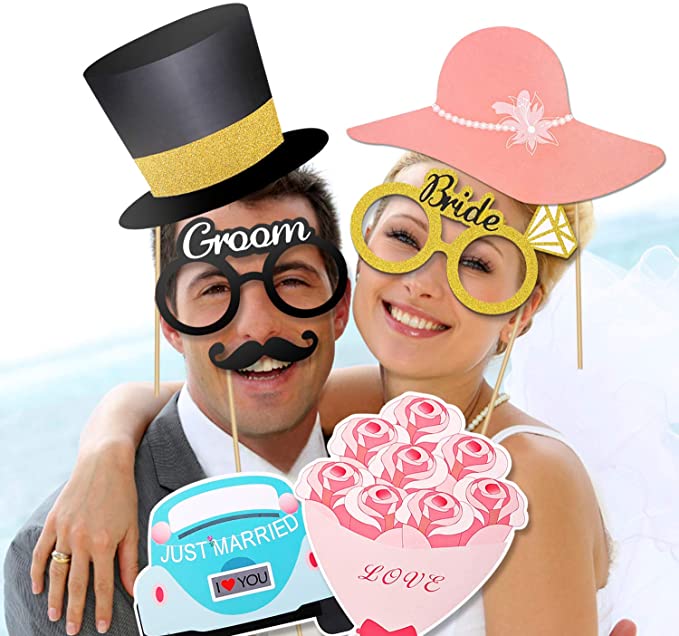 53PCS Wedding Photobooth Props Mr Mrs Just Married... – Grandado