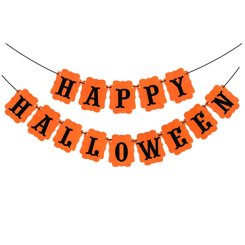 Happy Halloween Paper Banner Black Orange Bunting ... – Vicedeal
