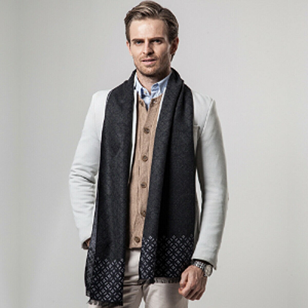 Newest Men's Business Cashmere Scarf Winter Warm S... – Grandado