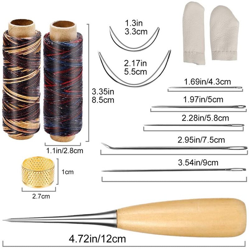 KAOBUY 12 PCS Leather Sewing Tools Kit Large-Eye S... – Grandado