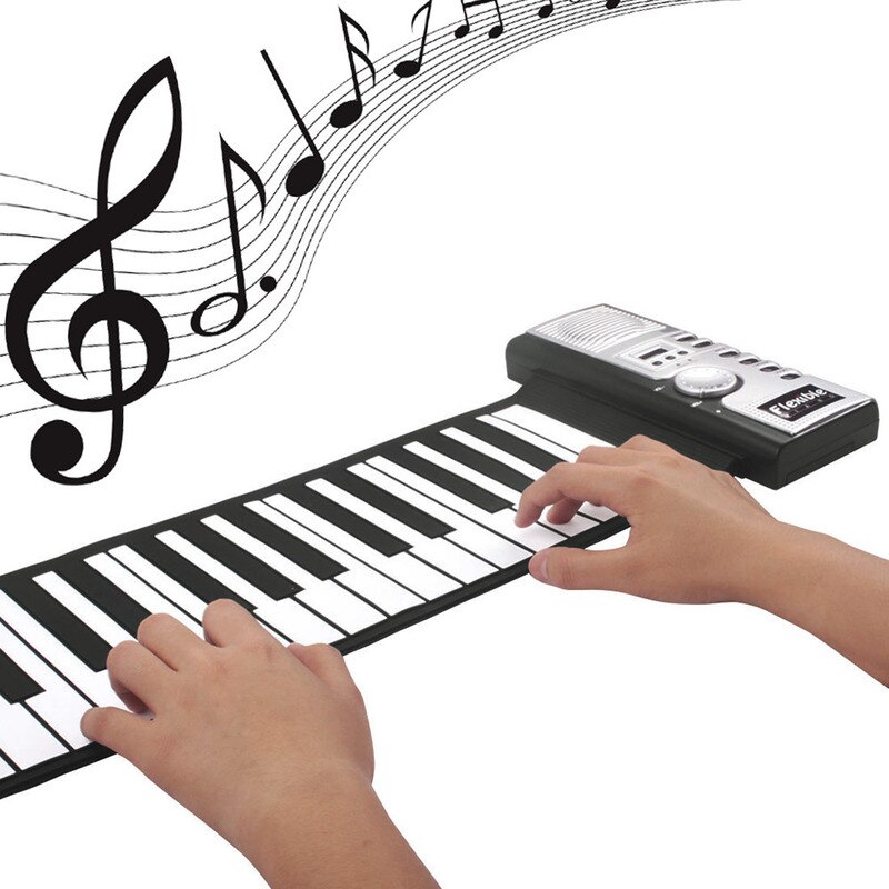 Piano with Microphone Hand Roll Piano 61-Key Elect... – Vicedeal