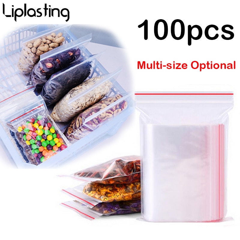 100pcs Plastic Zip Lock Ziplock Bags Clear Food St... – Grandado