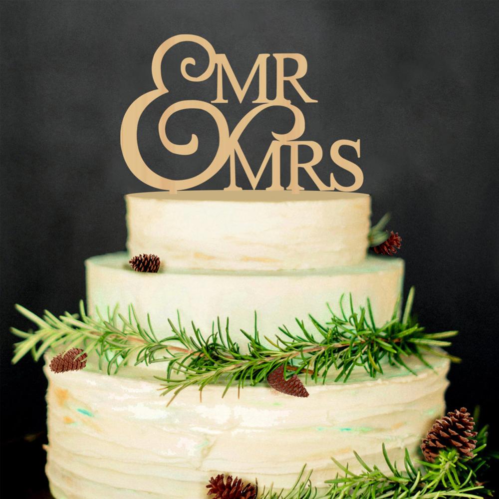 Mr & Mrs Brieven Liefde Bruiloft Houten Cake Toppe... – Grandado