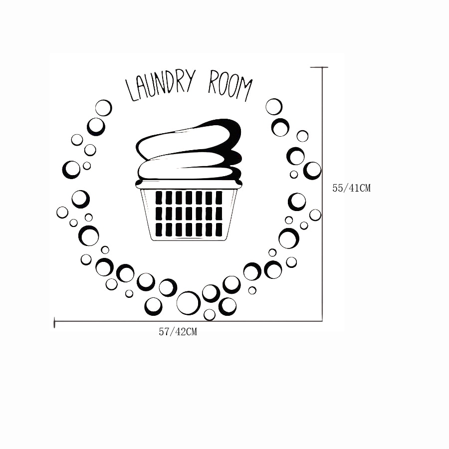 Laundry Room Basket Clothes Bubbles Vinyl Wall Dec... – Vicedeal