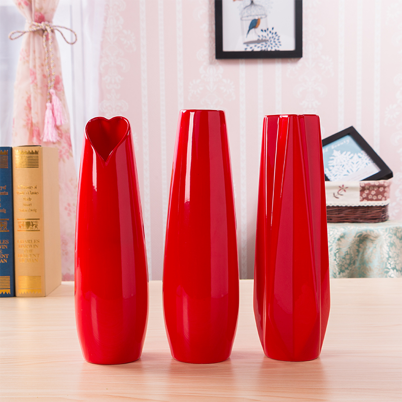 Big Size Red Flower Porcelain Vase Red Color Ceram... – Grandado