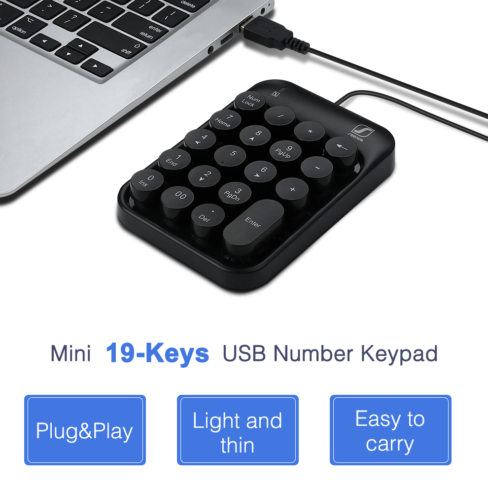 SeenDa Wired USB Numeric Keypad 19 Keys Mini Numbe... – Vicedeal