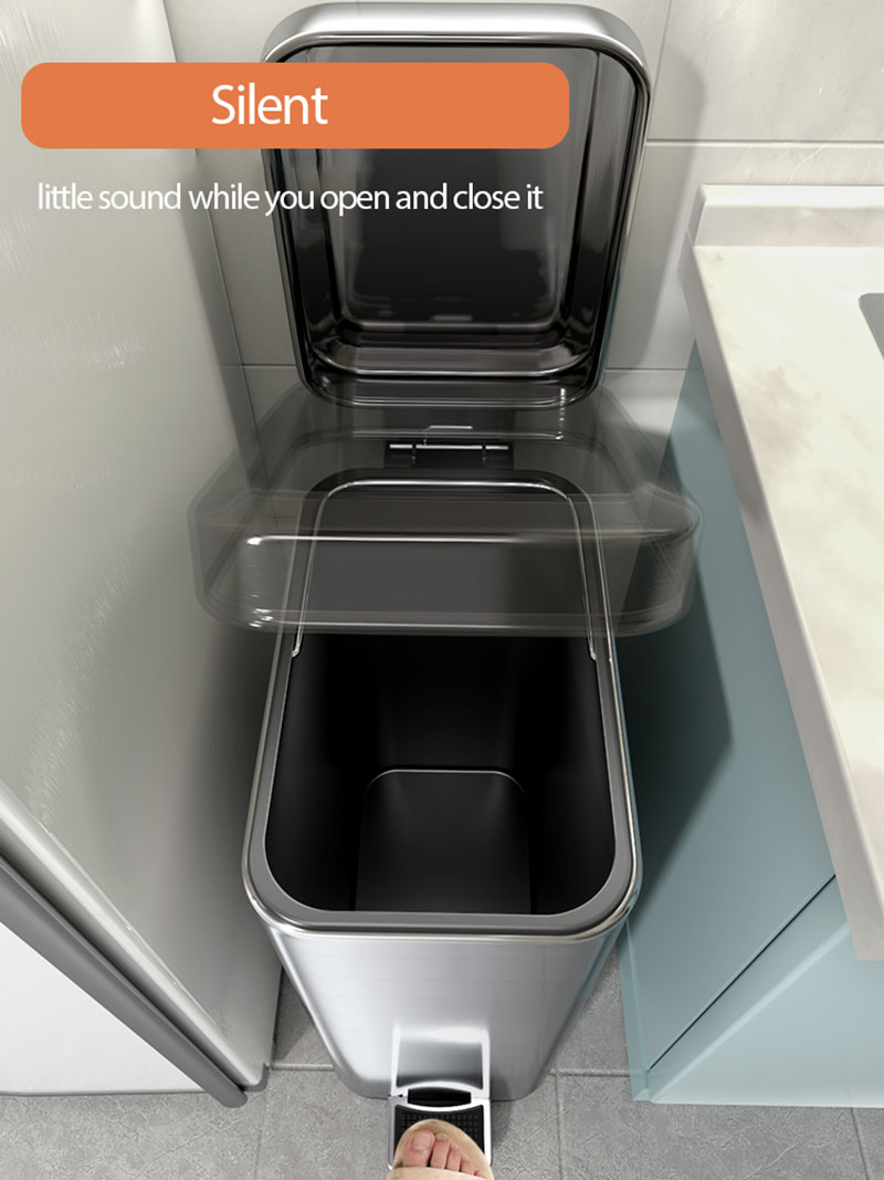 6/10L Stainless Steel Step Trash Can Garbage Bin f... – Grandado