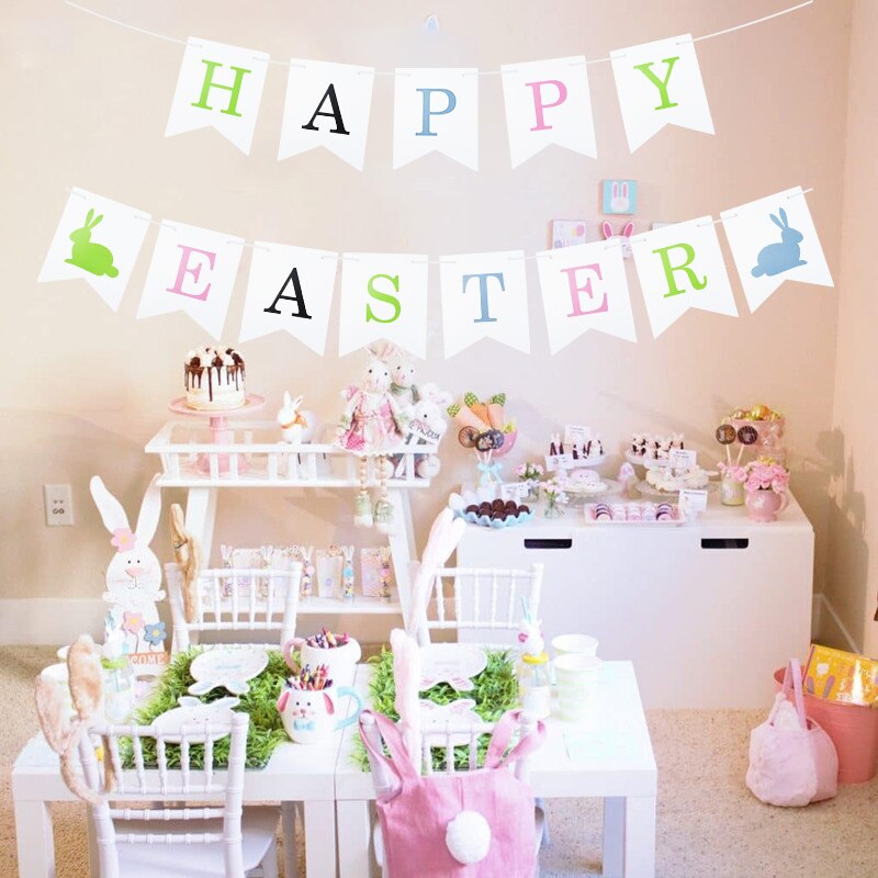 1set Happy Easter Decor Felt Banner Easter Egg Rab... – Grandado