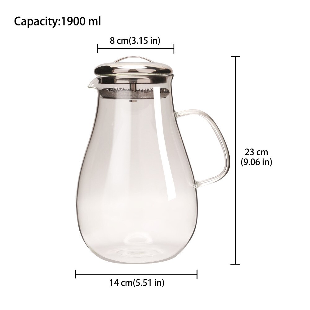 60 Ounces Glass Pitcher with Stainless Steel Filte... – Grandado
