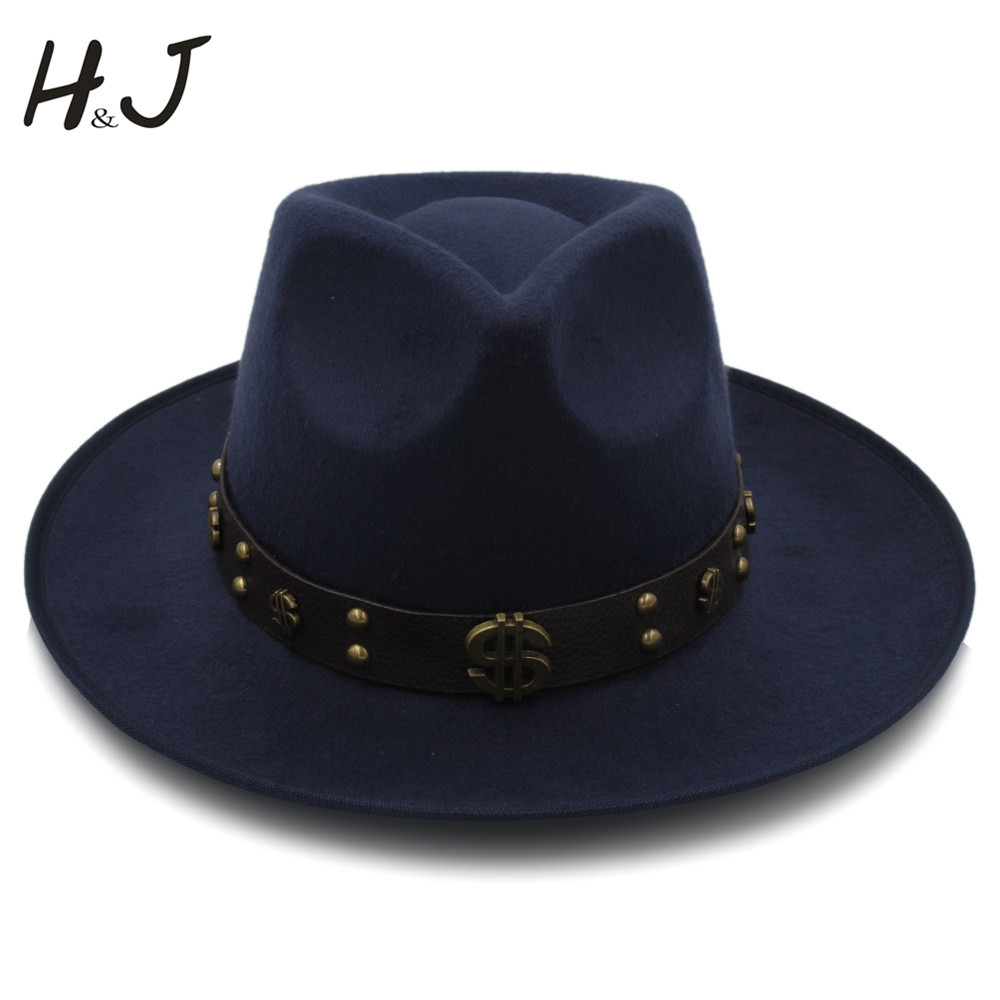 Steampunk Men Felt Fedora Hat with Wide Brim Jazz ... – Vicedeal