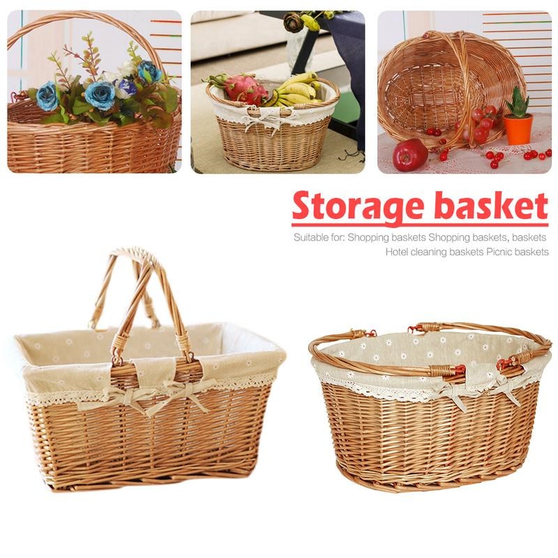 Moveable Handle Detachable Lining Rattan Storage B... – Grandado