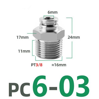 PC 304 Stainless Steel External Thread Pneumatic Q... – Grandado