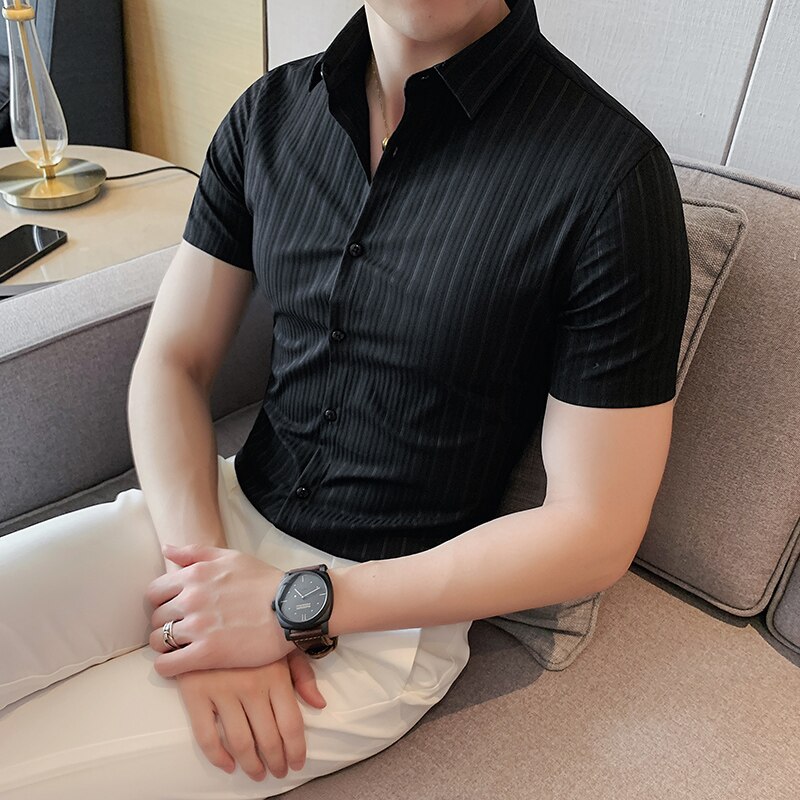 Camisas De Hombre Britse Stijl Zomer Korte Mouw Kr... – Vicedeal