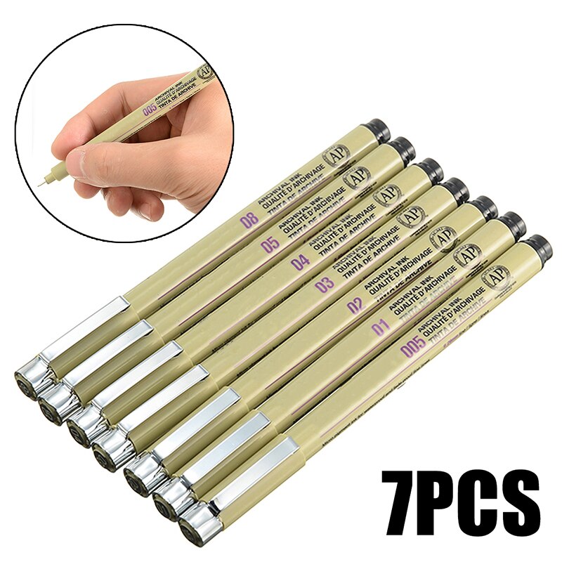 7pcs 0.2-0.5mm Drawing Pens Black Fine Liner Hand-... – Grandado