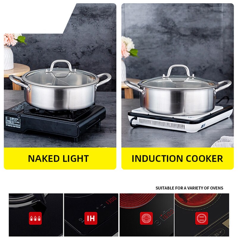 Home Kitchen Cookware Soup Cooking Pot Twin Divide... – Grandado