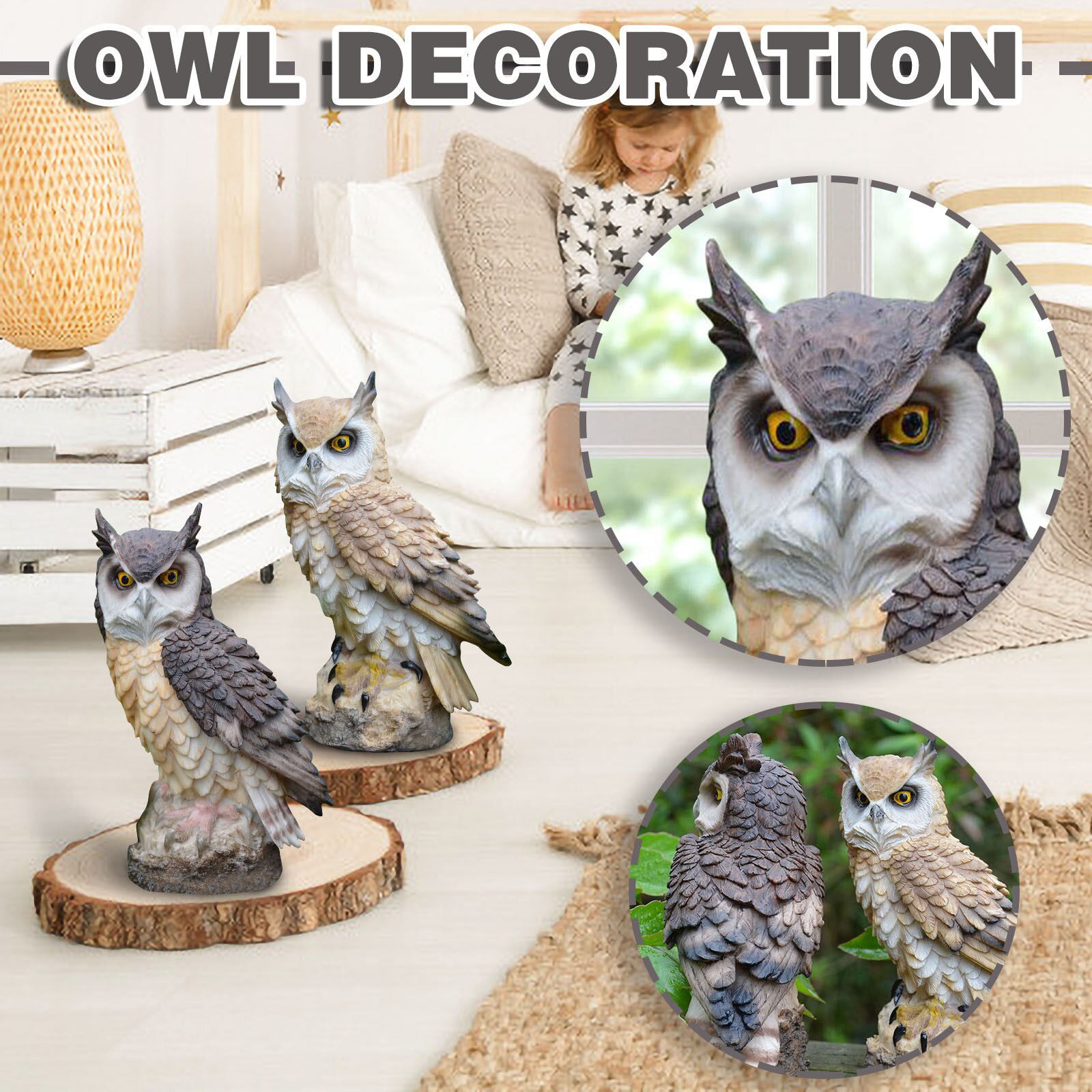 Gardening Resin Animal Crafts, Owls, Rats And Bird... – Grandado