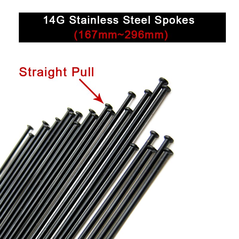 14G/14K Zwart Straight Pull Fiets Spaken Roestvrij... – Grandado