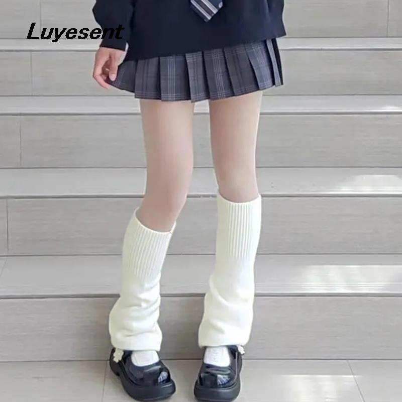 Black Beige Gothic Women Warm Knit Basic Leg Warme... – Grandado