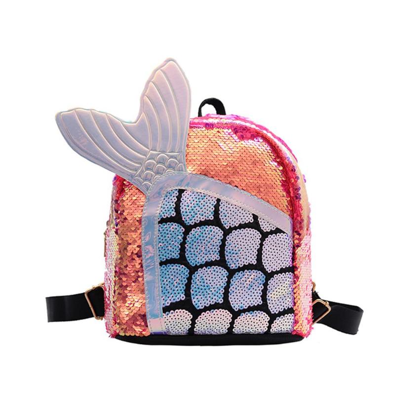 Girl Sequin Mermaid Backpack Children Large Zipper... – Grandado